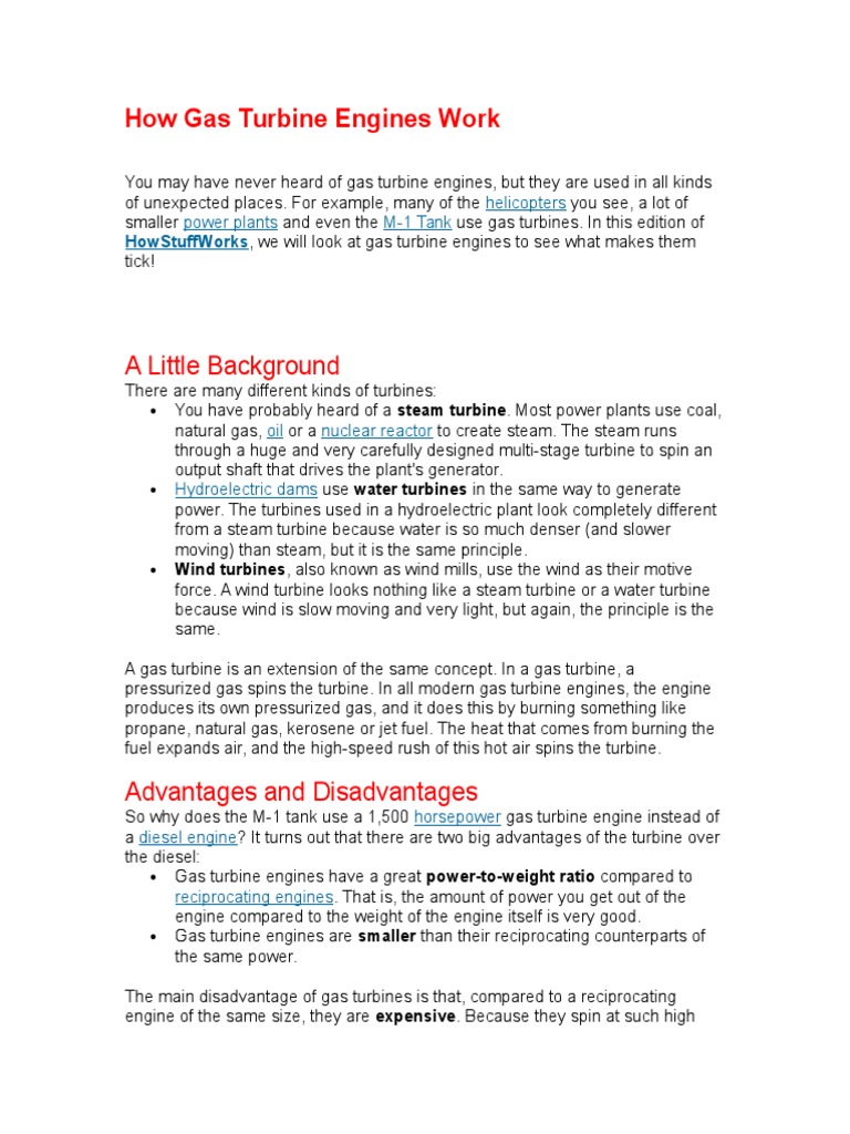 How Gas Turbine Engines Work: Understanding the Basics | PDF | Gas ...