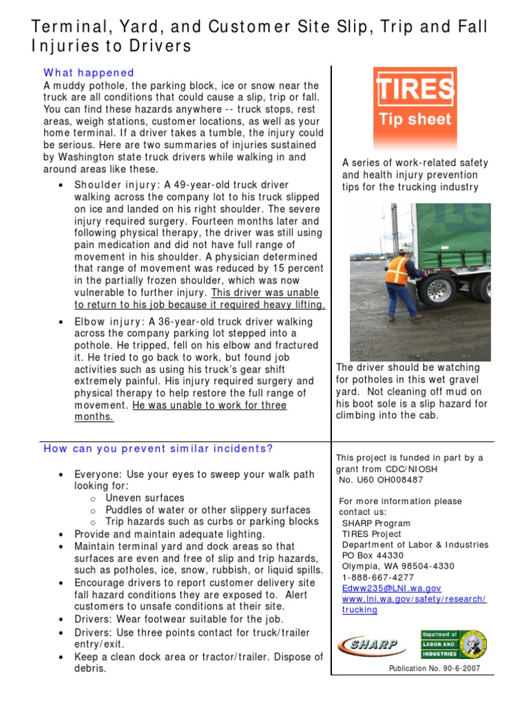 Terminal, Yard, and Customer Site Slip, Trip and Fall Injuries To ...