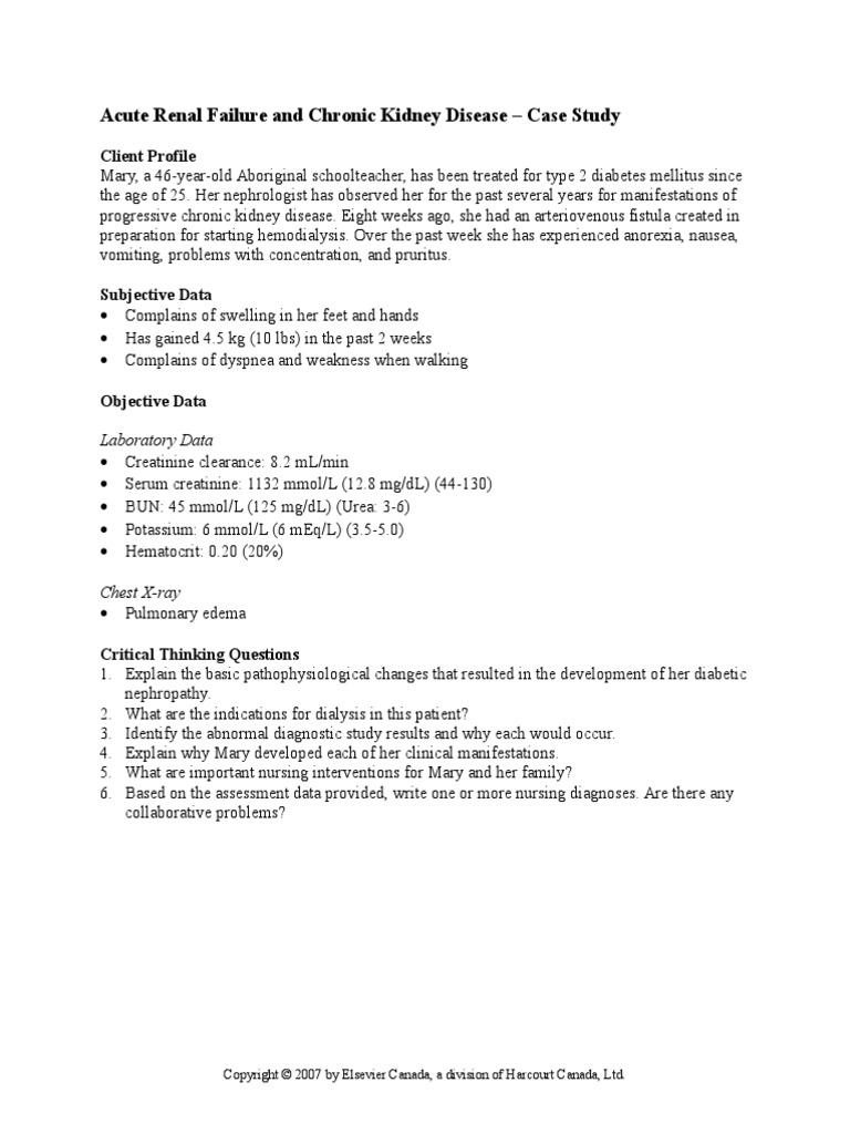 Acute Renal Failure and Chronic Kidney Disease | PDF | Wellness