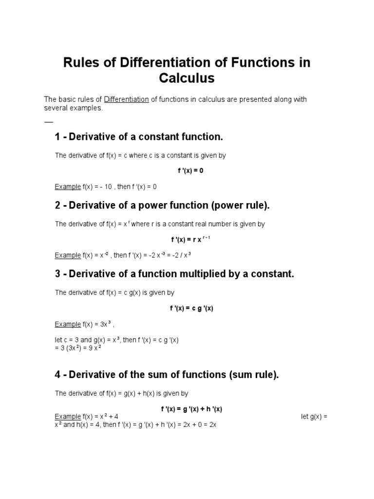 Calculus Differentiation Basics | PDF | Derivative | Mathematical Concepts