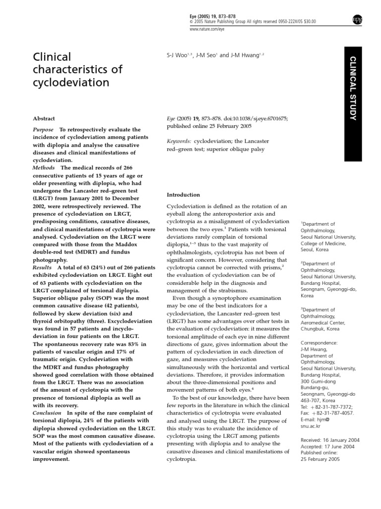 Clinical Characteristics of Cyclodeviation | PDF | Clinical Medicine ...