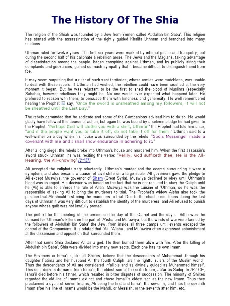 Islamic Web - The History of The Shia | PDF | Shia Islam | Isma'ilism
