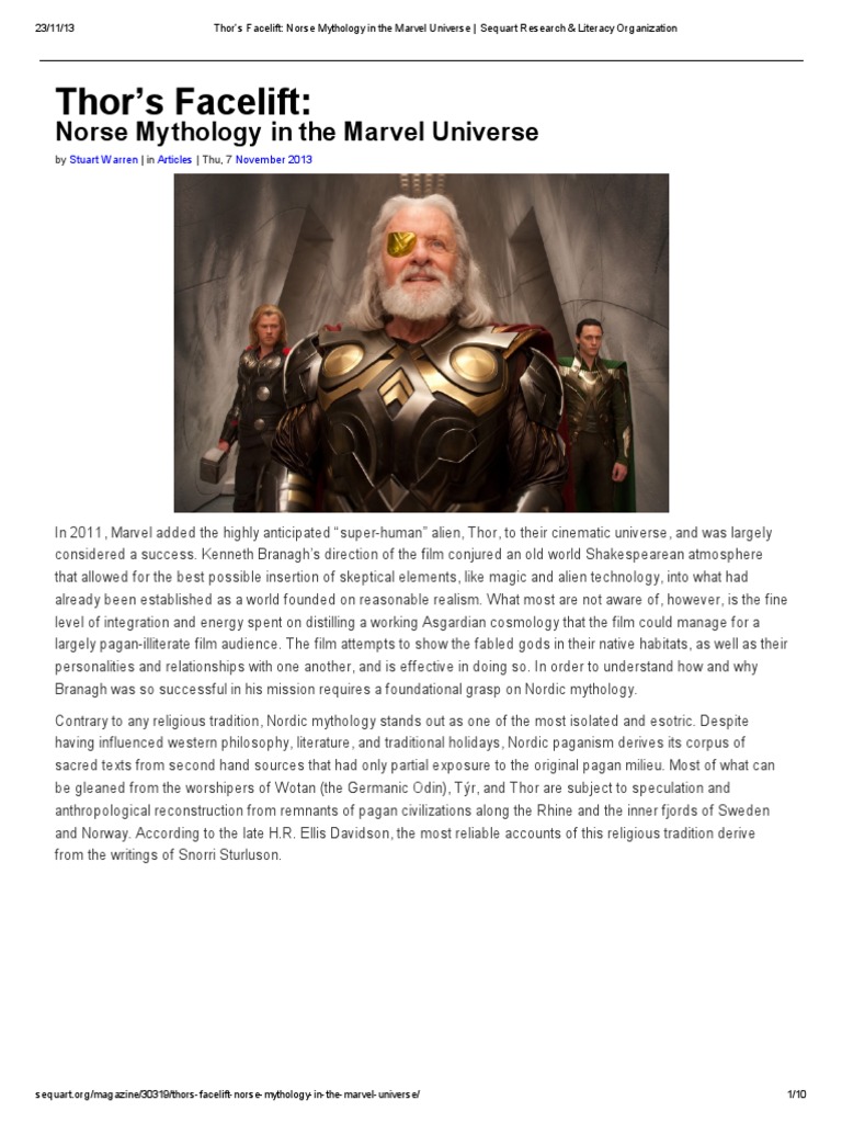 Thor and Norse Mythology in Marvel | PDF | Norse Mythology | Loki (Comics)