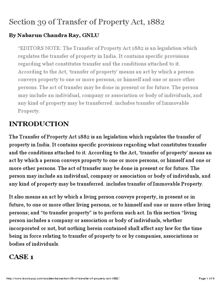 Section 39 of Transfer of Property Act | PDF | Politics