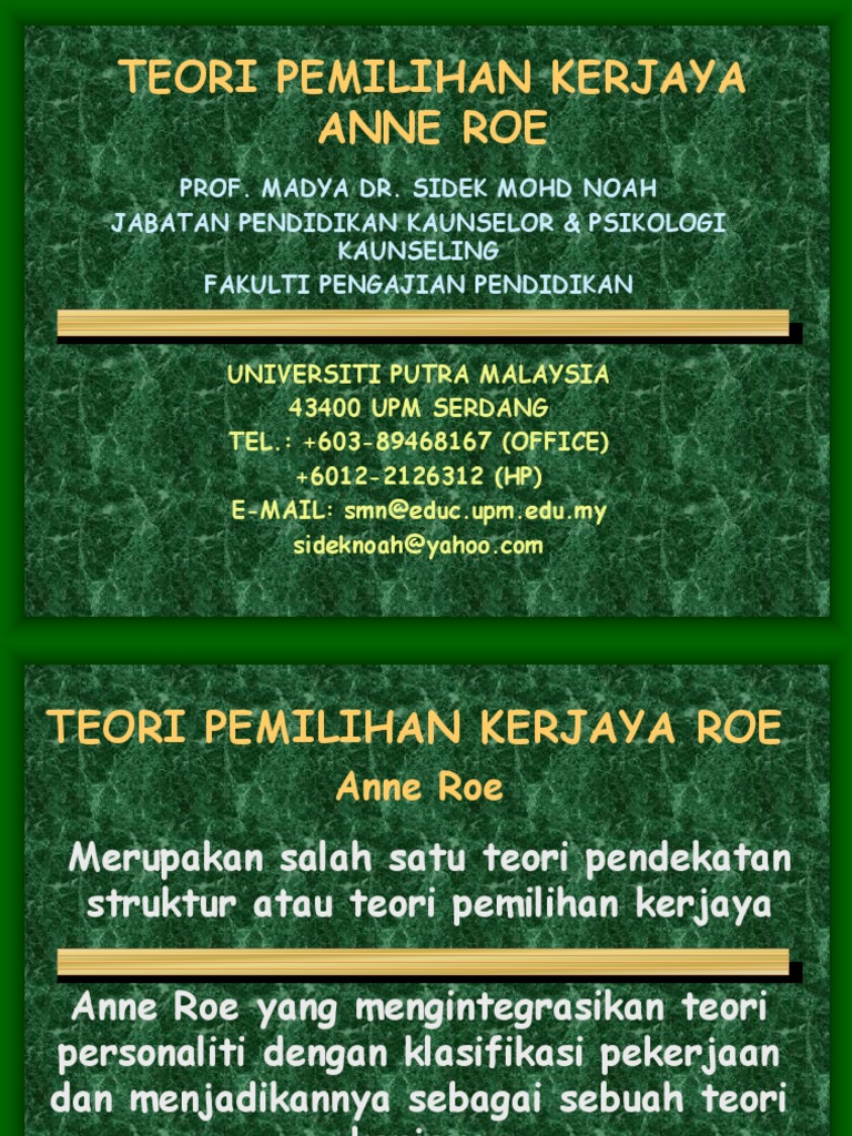 4 Teori Anne Roe | PDF | Kesehatan Holistik