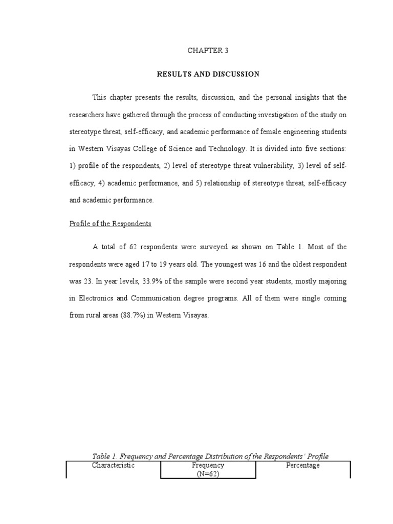 Chapter 3 Results and Discussion This Chapter | PDF | Self Efficacy ...