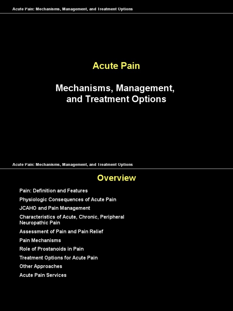 Acute Pain: Mechanisms, Management, and Treatment Options | PDF ...