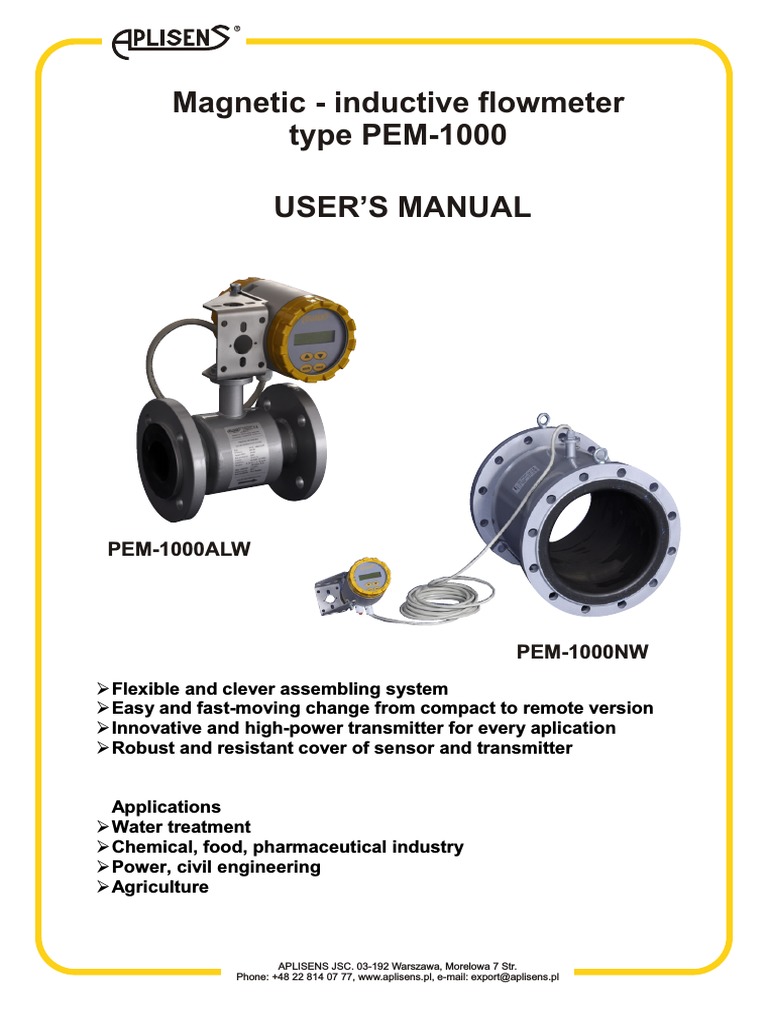 PEM-1000 Magnetic-Inductive Flowmeter | PDF | Electromagnetic Induction ...