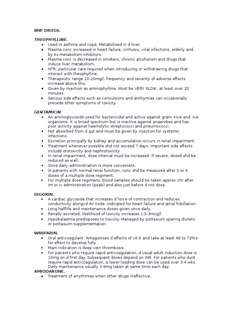 BNF drugs for asthma, infections and arrhythmias | PDF | Pharmacology ...