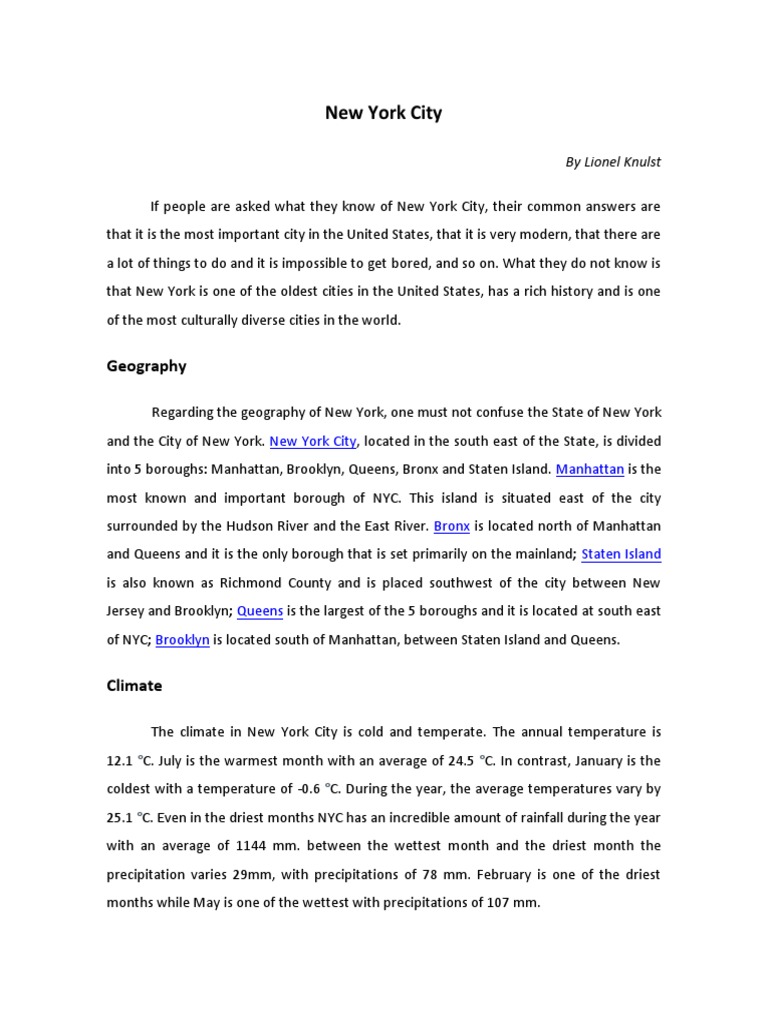 New York City | PDF | New York City | Borough (New York City)