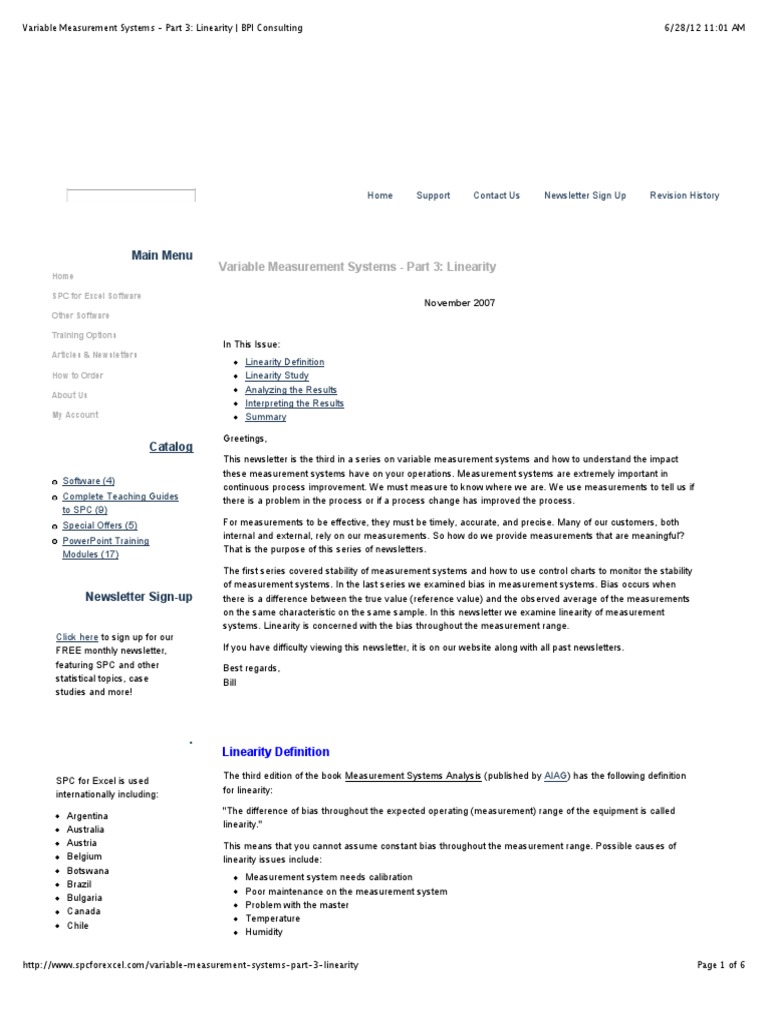 Variable Measurement Systems - Part 3: Linearity - BPI Consulting | PDF | Confidence Interval ...
