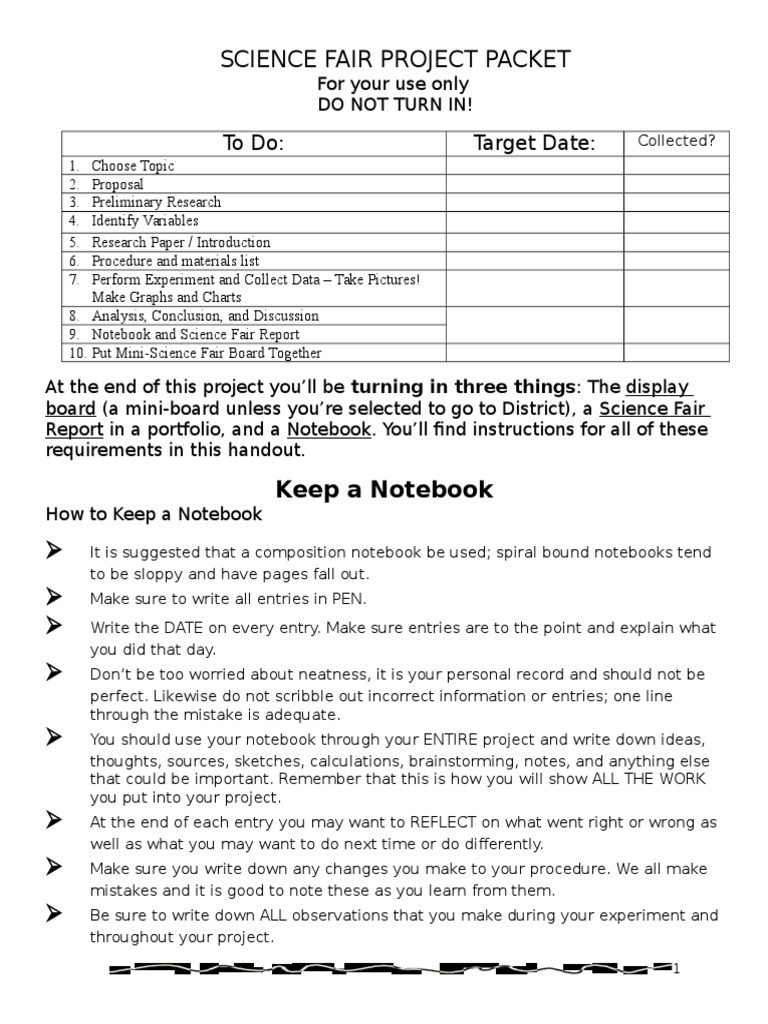 2013 Science Fair Project Packet | PDF | Experiment | Chart