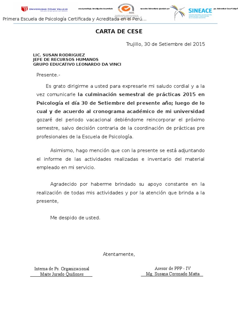 Carta de Cese | PDF | Sicología | Evaluación