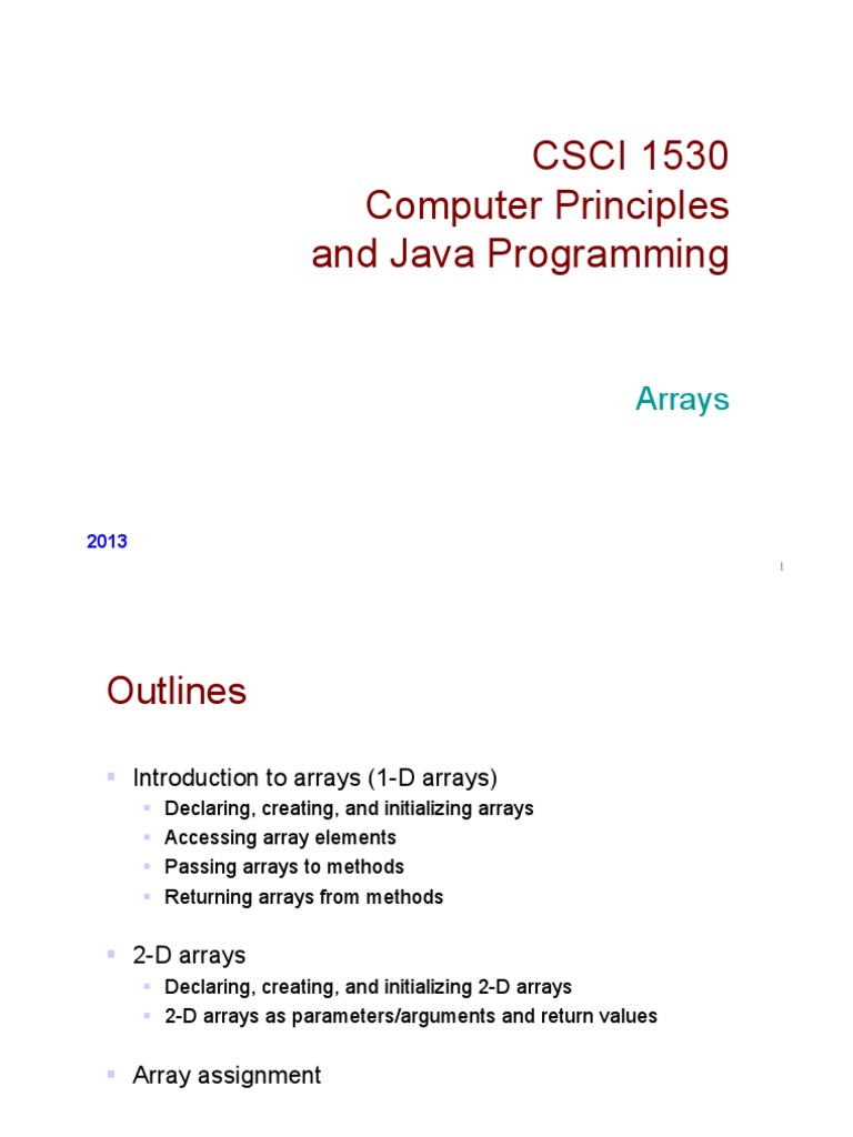Lec09 Arraysasd | PDF | Data Type | Array Data Type