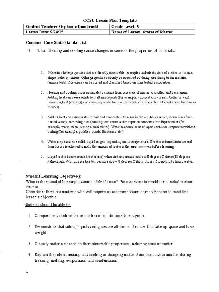 EDT 415 Lesson Plan | PDF | Evaporation | Liquids