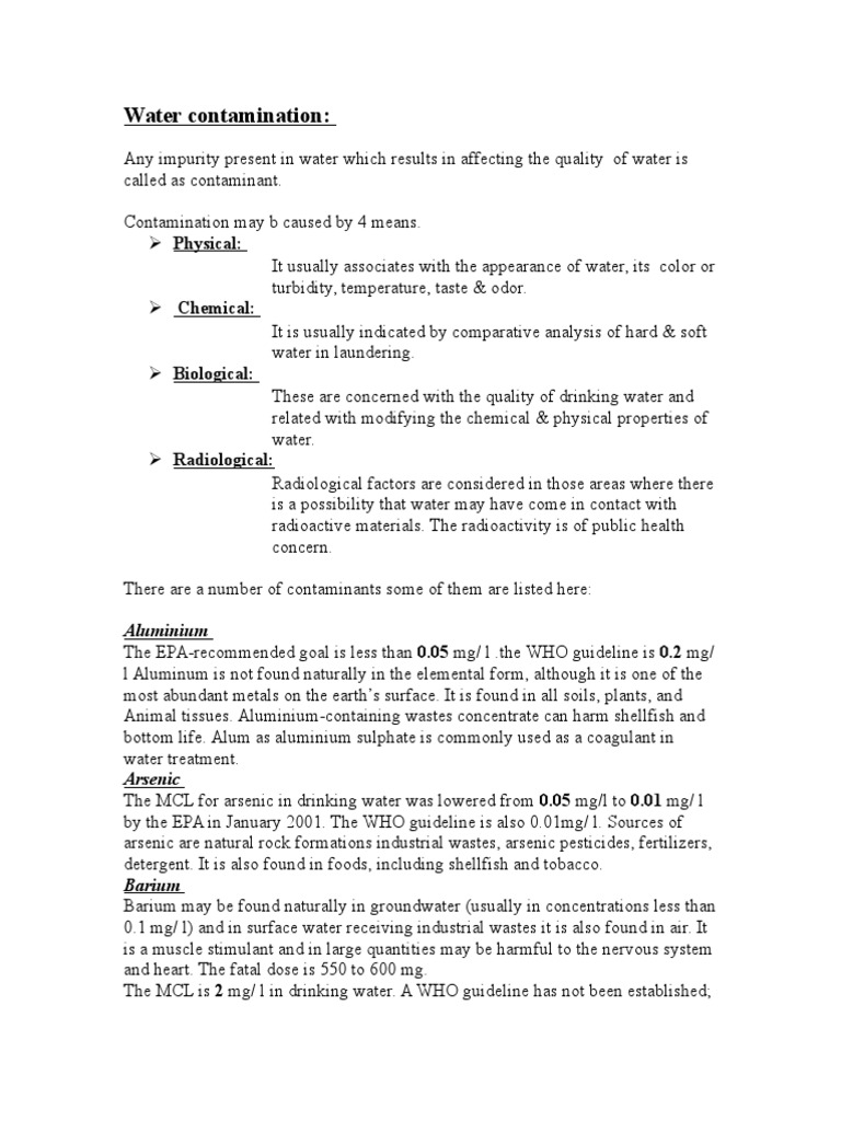 A Comprehensive Overview of Water Contamination Sources, Effects ...