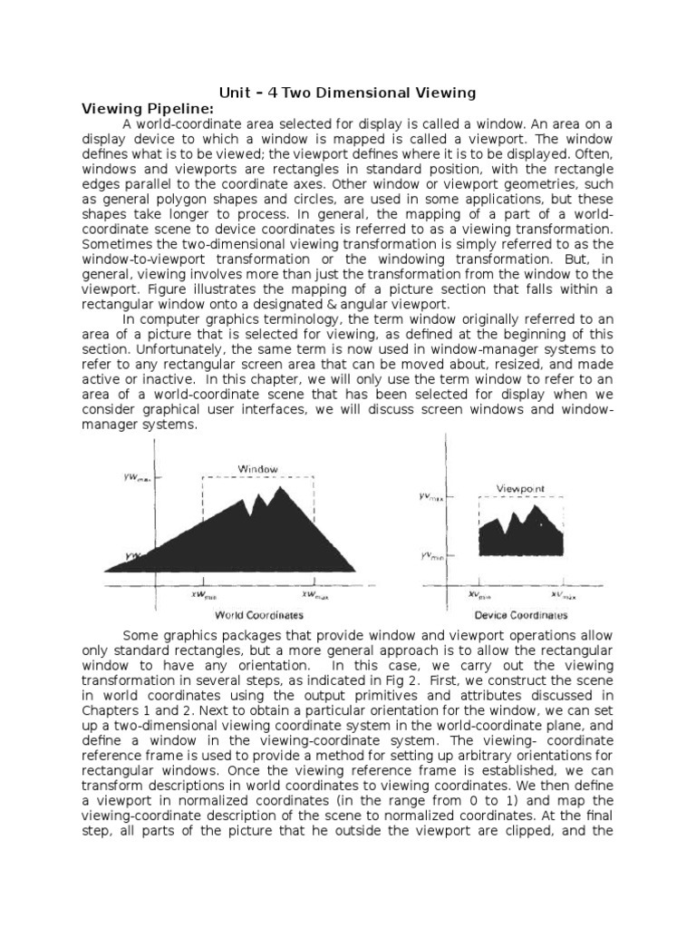 Unit - 4 Two Dimensional Viewing Viewing Pipeline | PDF | Vertex ...