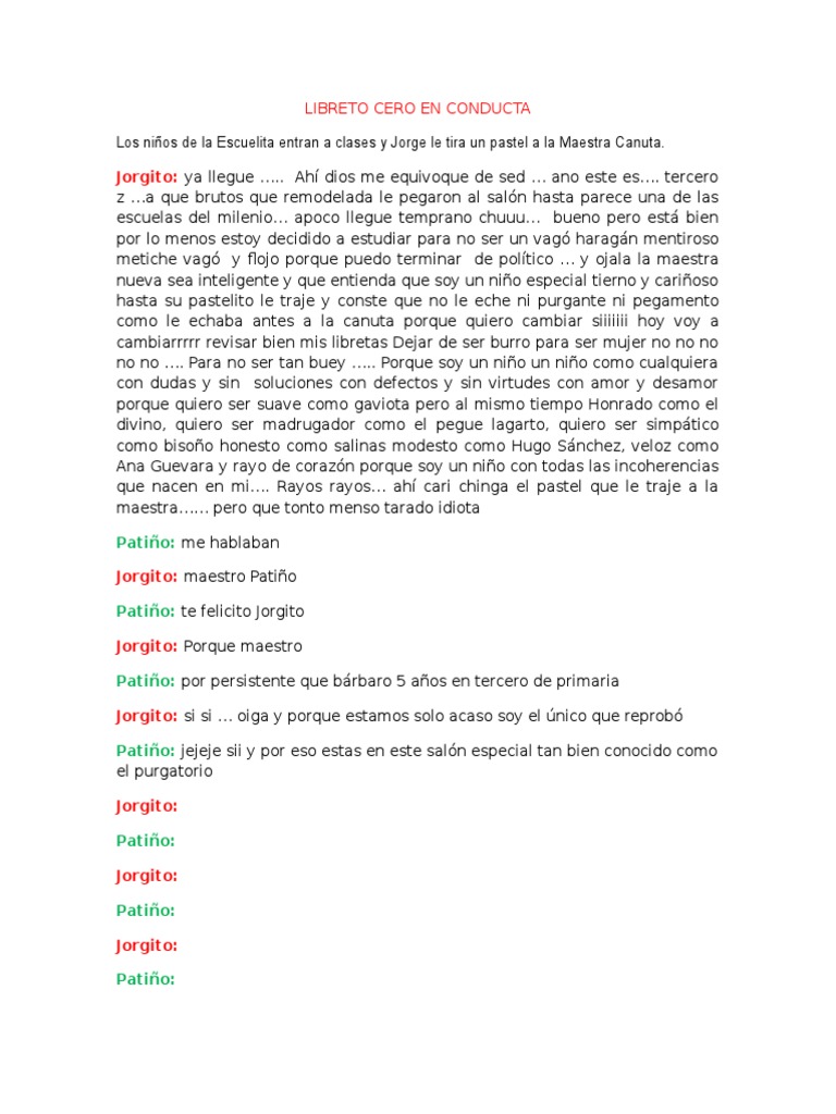 Cero En Conducta Maestro