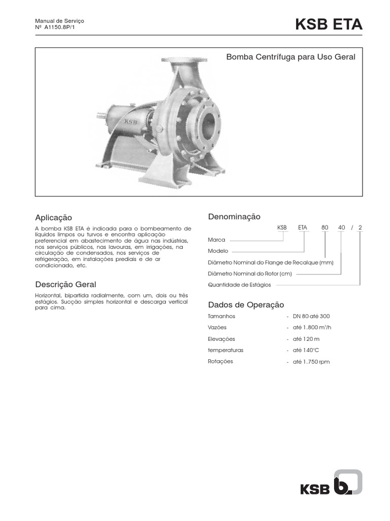 Manual Bombas ETA KSB | PDF