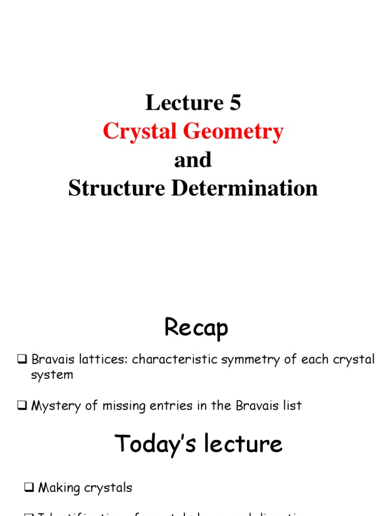 And Structure Determination: Crystal Geometry | PDF | Crystal Structure ...