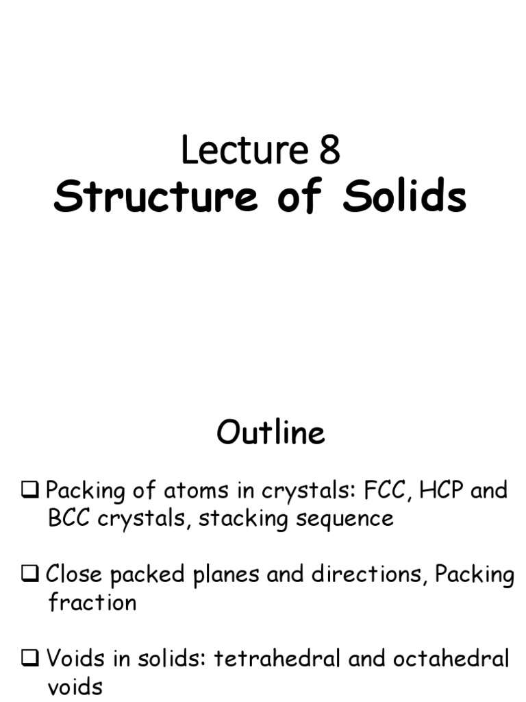 Structure of Solids | PDF | Crystal Structure | Chemical Bond