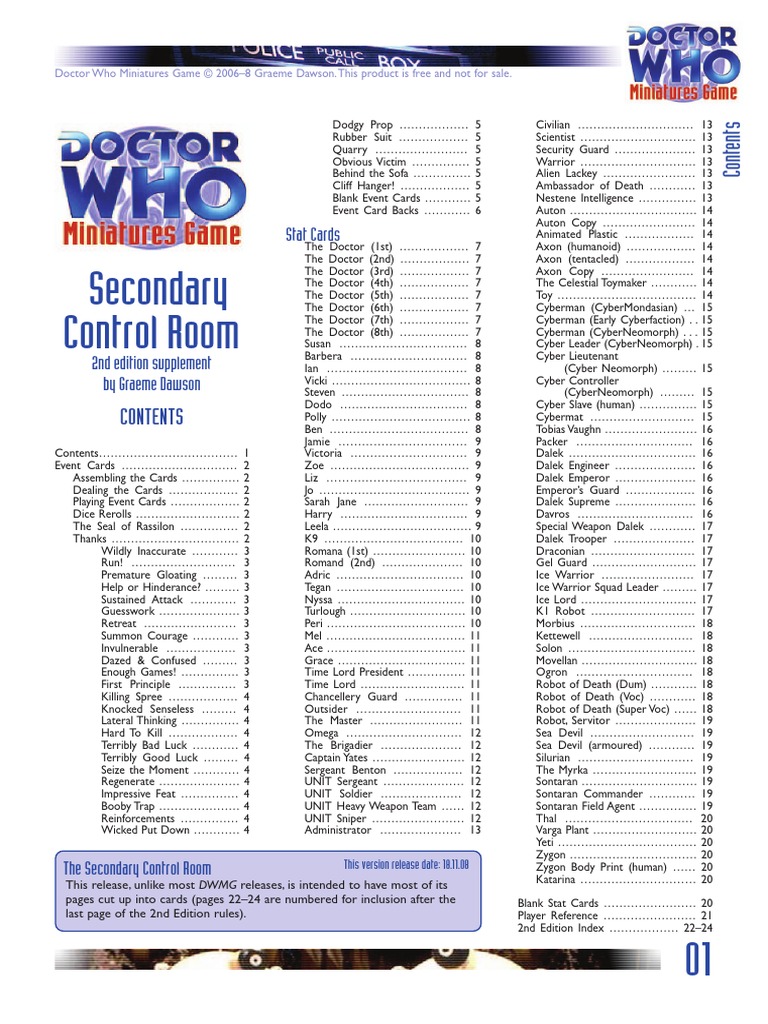 Secondary Control Room: Stat Cards | PDF | Doctor Who | British Science ...
