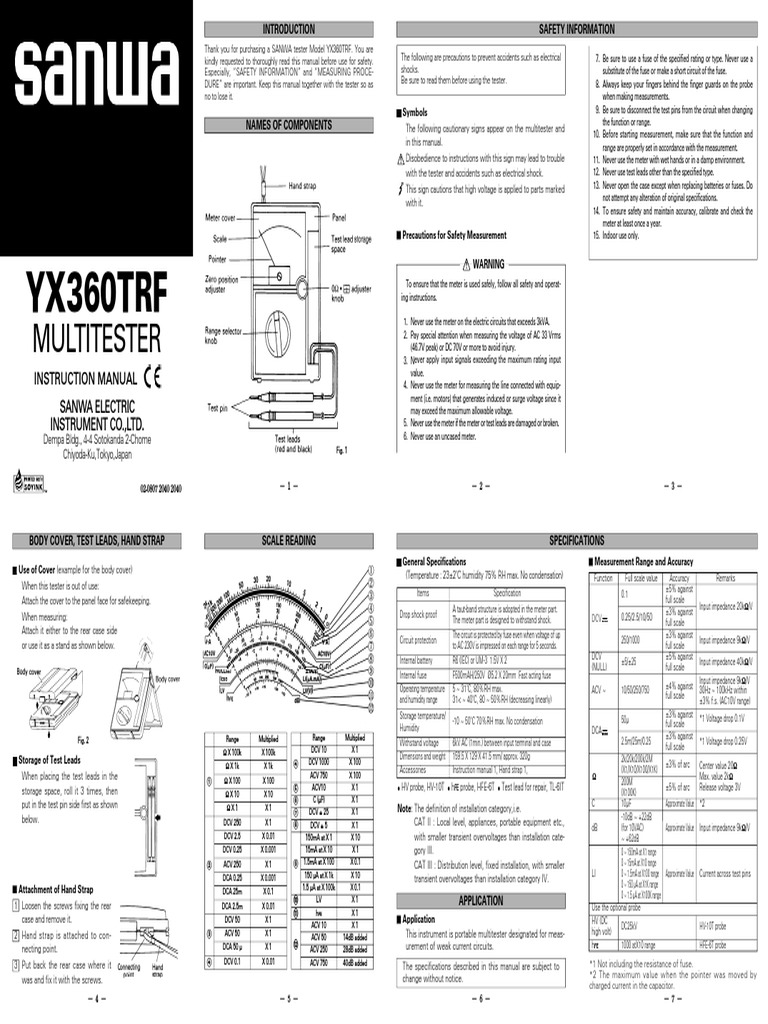 Manual Sanwa YX360TRF (Analog) | PDF