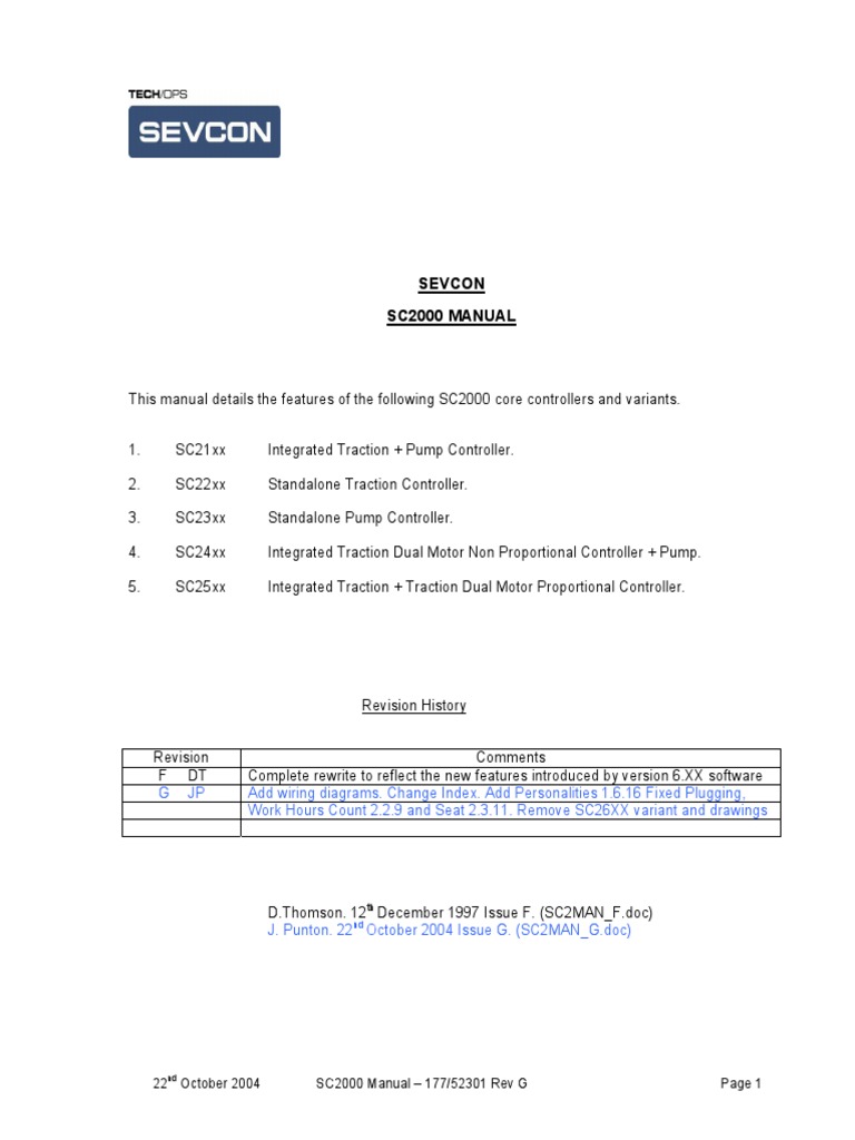 Sevcon SC2000 Manual - With Calibrator Section PDF | PDF | Switch ...