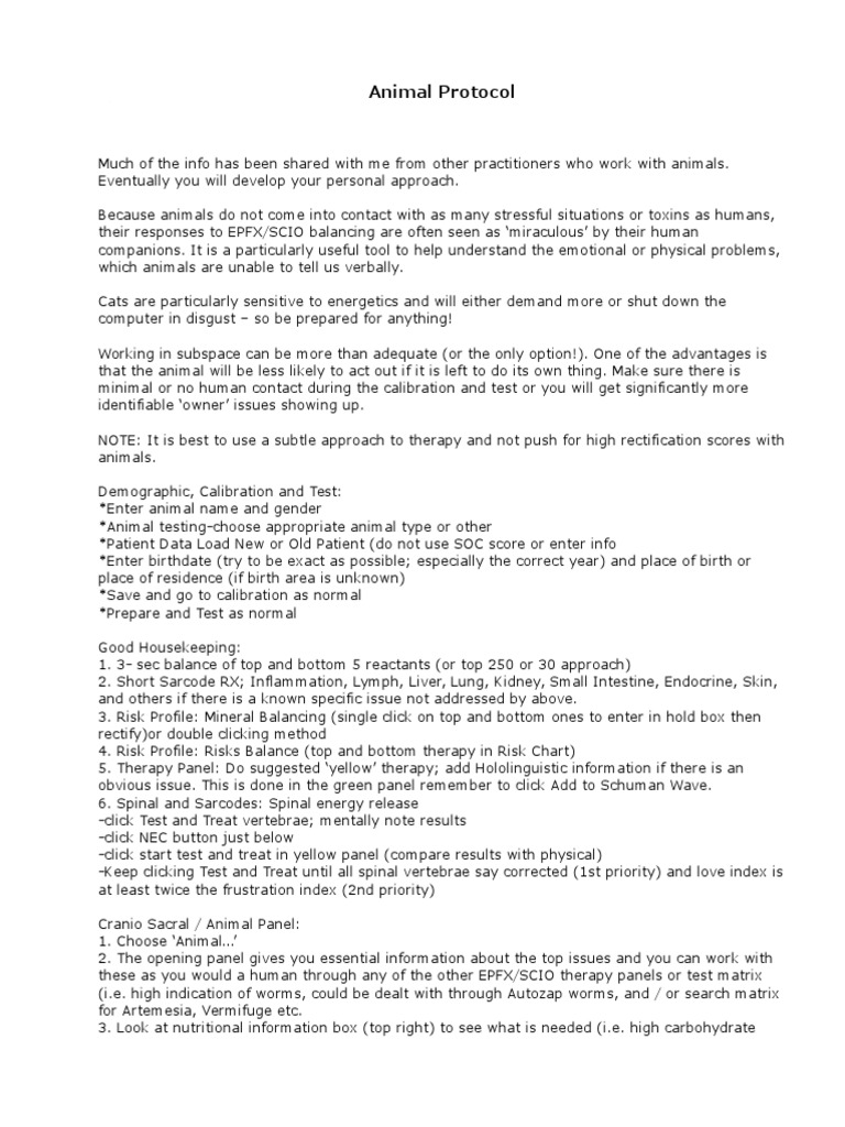 Animal Protocol | PDF | Homeopathy | Clinical Medicine