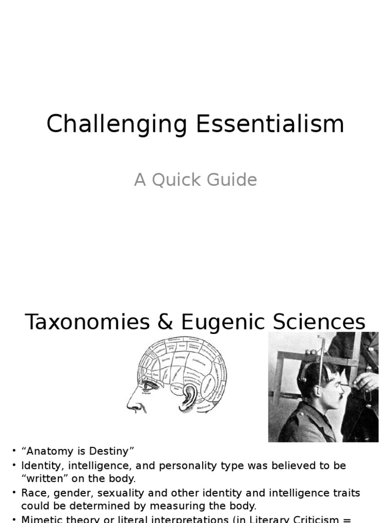 Challenging Essentialism: A Quick Guide | PDF