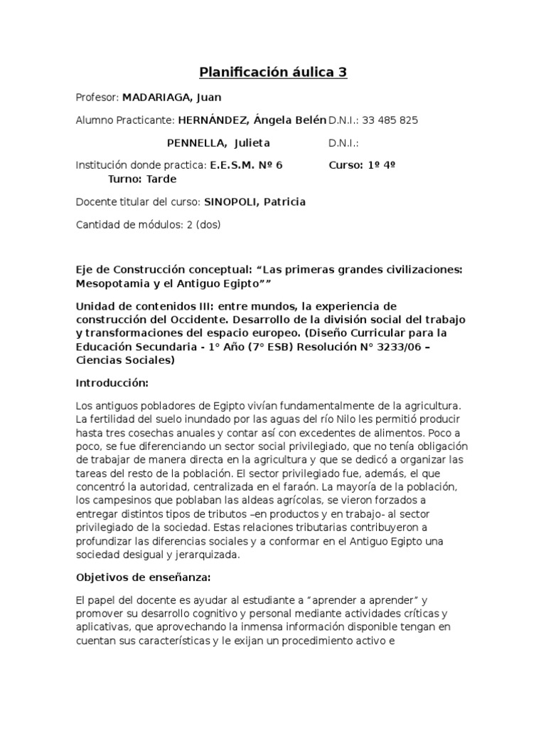 Planificación Aúlica Egipto Una Sociedad Jerarquizada | PDF | Sociedad ...