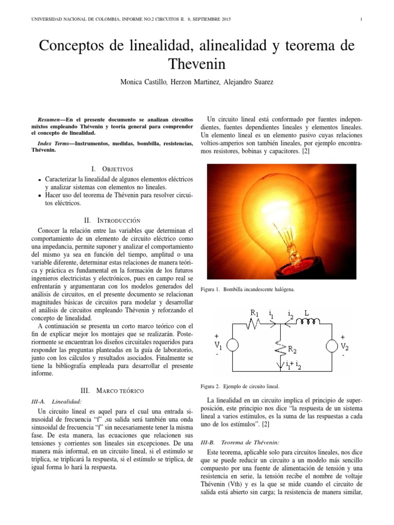 Informe 2 Conceptos de Linealidad | PDF | Linealidad | Resistencia ...