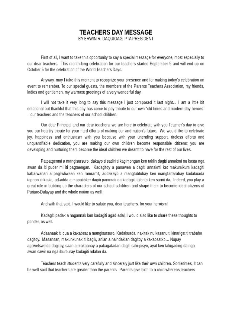 Teachers Day Message