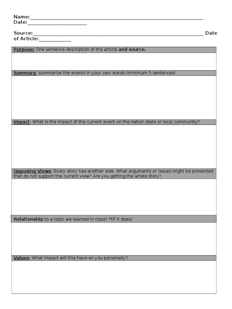 Article Analysis and Summary Template | PDF | Politics