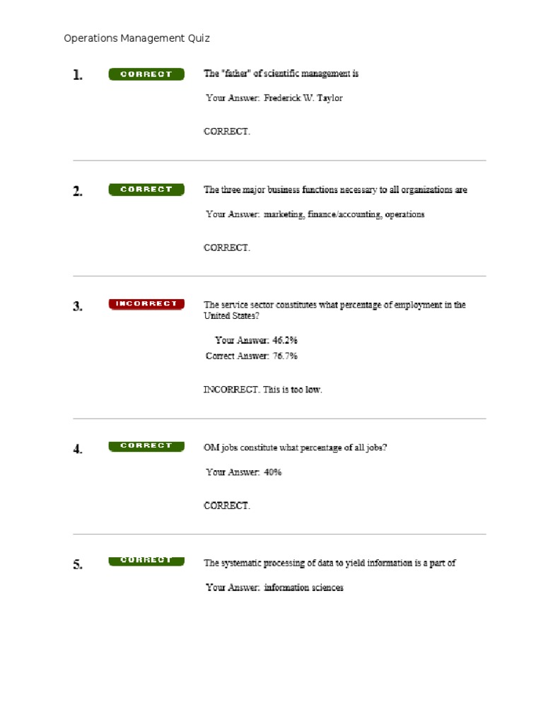 Operations Quiz | PDF