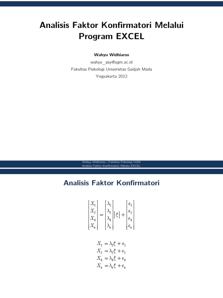 Analisis Faktor Konfirmatori Melalui Program EXCEL | PDF | Sains ... Analisis Faktor Konfirmatori Melalui Program EXCEL | PDF | Sains ...