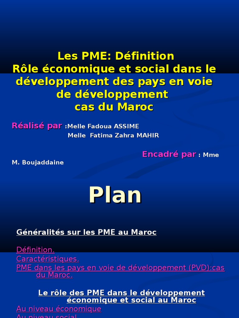 Définition et rôle des PME au Maroc | PDF | Petite ou moyenne ...