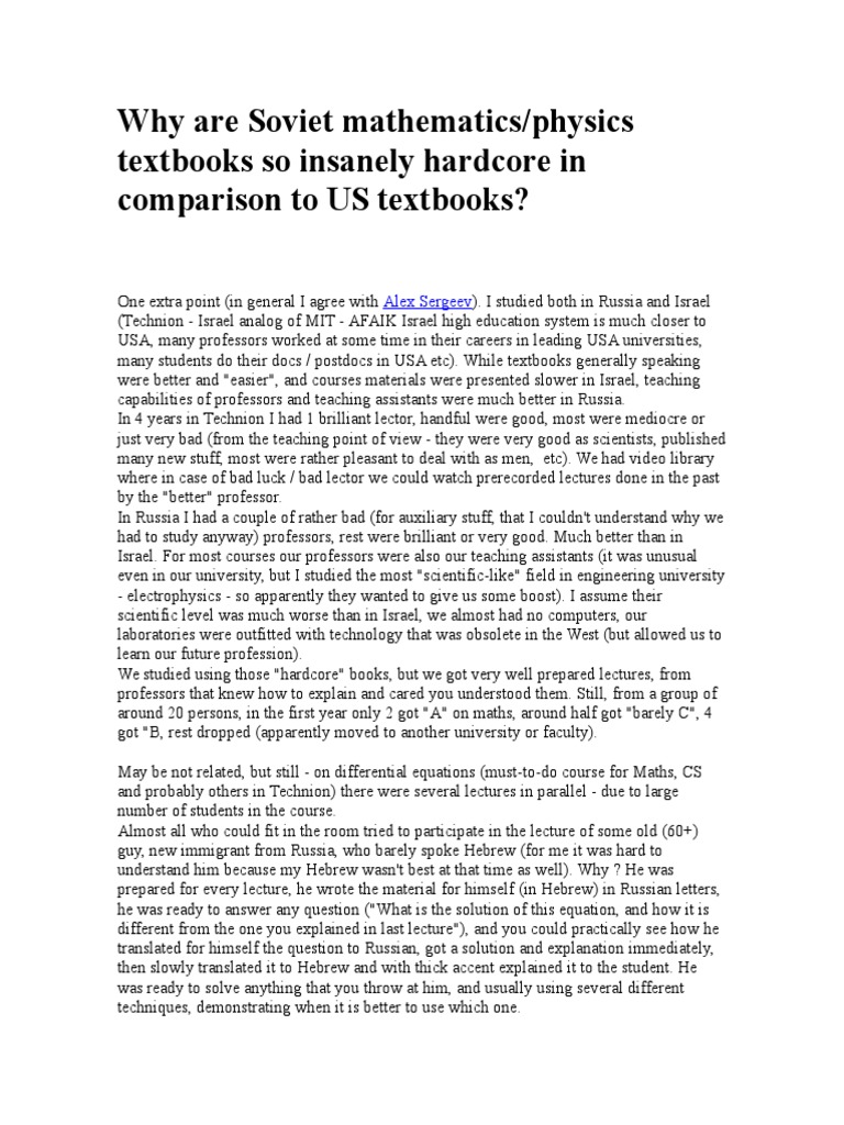 Why Are Soviet Mathematics | PDF | Textbook | Teaching Mathematics