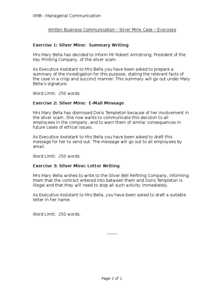 Silver Mine - Writing Exercises | PDF | Law