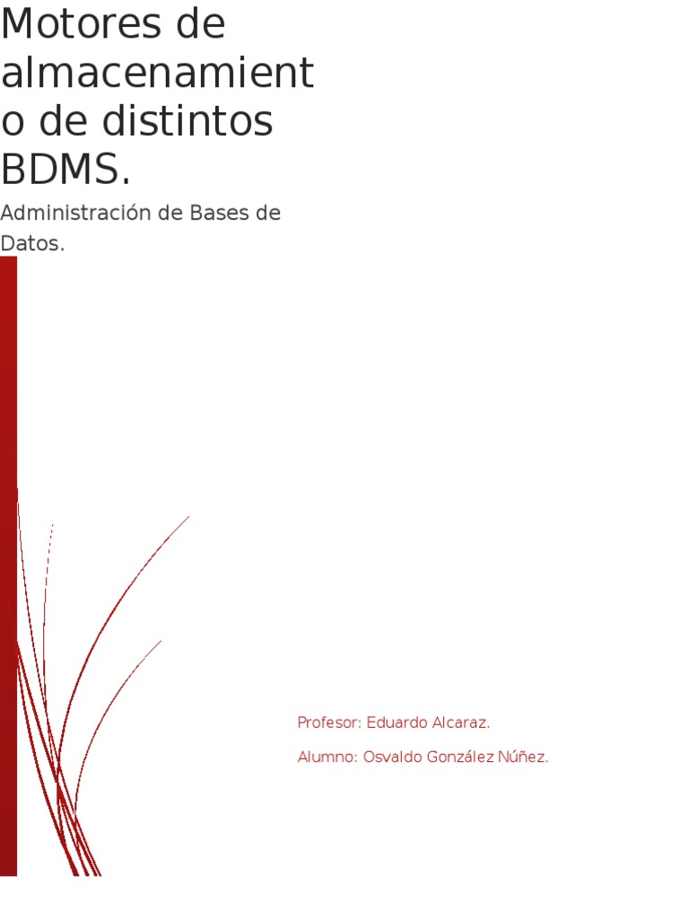 Motores de Almacenamiento de Distintos BDMS | PDF | Bases de datos | Datos