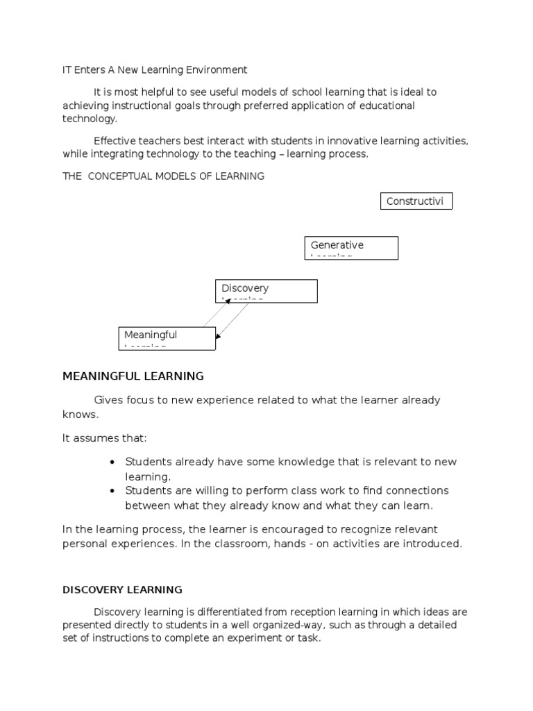 Four Models of Meaningful Learning | PDF | Scientific Method | Learning