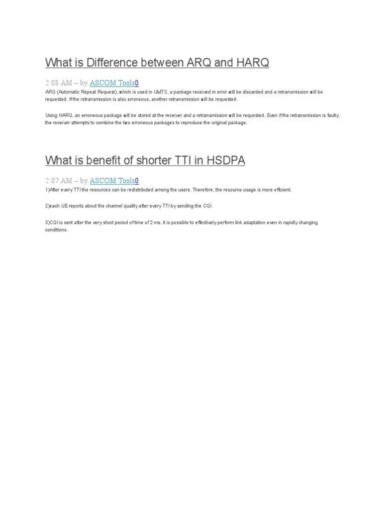 What Is Difference Between ARQ and HARQ | PDF | Internet Protocols ...