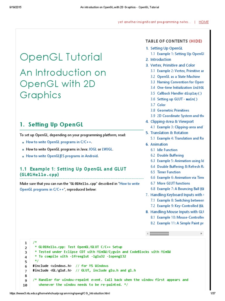An Introduction On OpenGL With 2D Graphics - OpenGL Tutorial | PDF ...