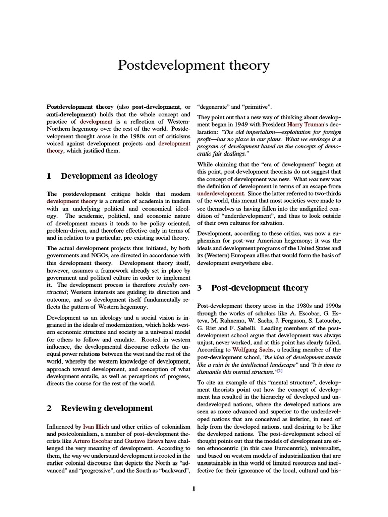 Postdevelopment Theory | PDF | Philosophical Theories | Philosophical Movements