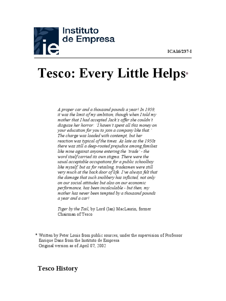 Tesco - Every Little Helps | PDF | Tesco | Loyalty Program