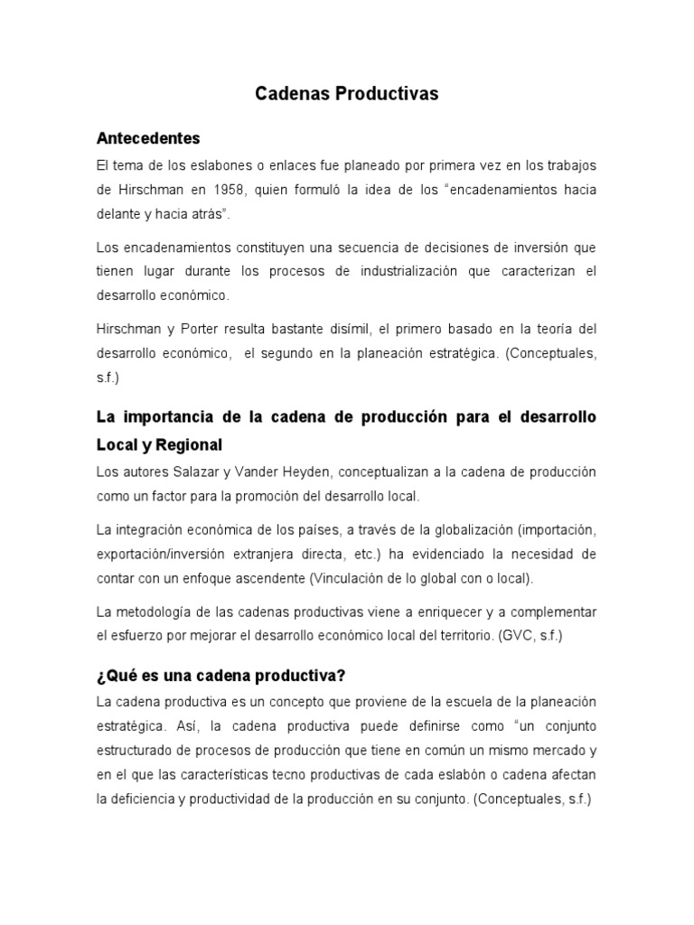 Importancia de las Cadenas Productivas | PDF | Cadena de valor ...
