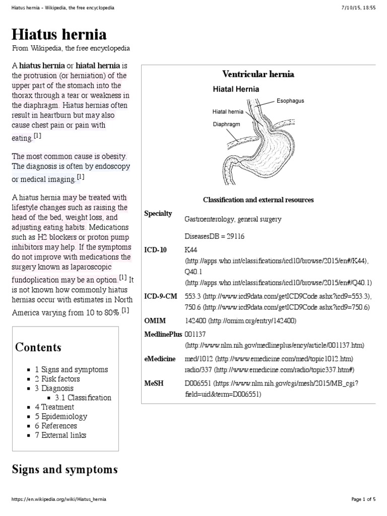 Wikipedia - Hiatus Hernia (CHECKED) | Gastroenterology | Medical ...