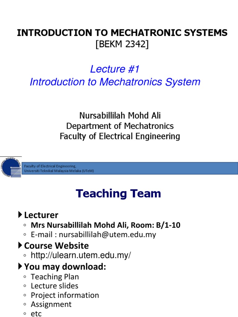 Mechatronic Intro | PDF | Mechatronics | Control System