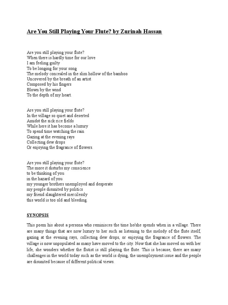 Are You Still Playing Your Flute? | PDF | Flute | Poetry