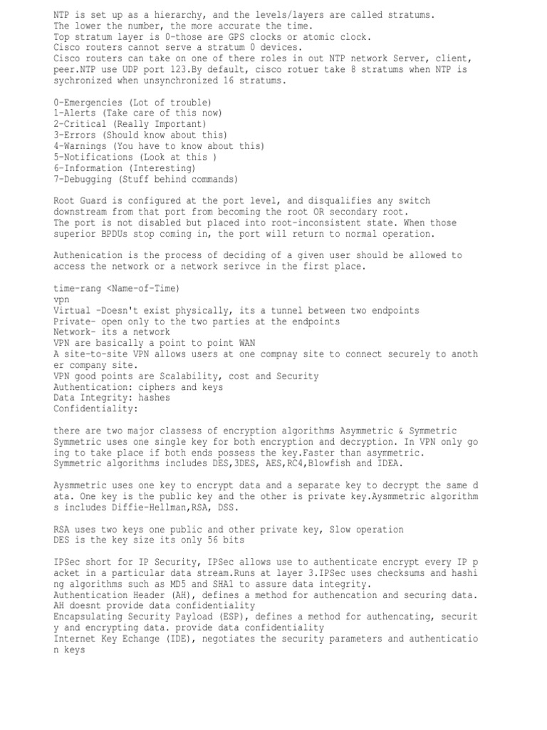 Ccna Notes | PDF | Virtual Private Network | Public Key Cryptography
